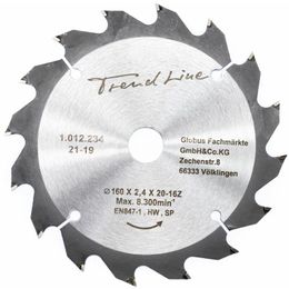 TrendLine - HM-Kreissägeblatt 160 mm, Bohrung 20 mm, 16 Zähne