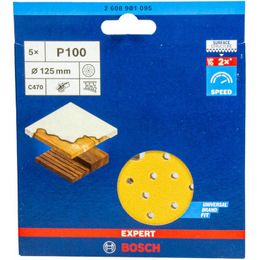 Expert Schleifblatt C470, ø 125 mm, Multilochung, P40 - P400, 5er Pack, Holz & Farbe - Bosch