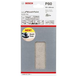 Bosch - Netzstruktur-Schleifblätter m 480 93x186 mm, Körnung: K80 Körnung, Packungsinhalt: 10 Stück