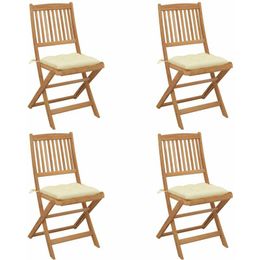 MAISONCHIC 4er Set Gartenstühle Gartensessel Klappbare Stühle für Garten Terrasse Balkon mit Kissen Massivholz Akazie DE75332