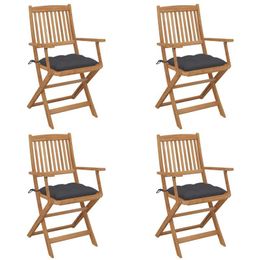 MAISONCHIC 4er Set Gartenstühle Gartensessel Klappbare Stühle für Garten Terrasse Balkon mit Kissen Massivholz Akazie DE29755