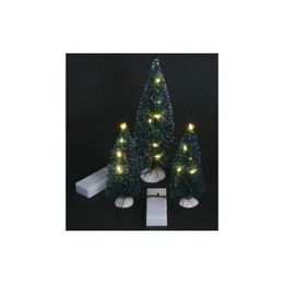 Koopmann 3er Set künstliche Dekotanne mit warmweißen led Lichterketten Weihnachtsdeko Tanne