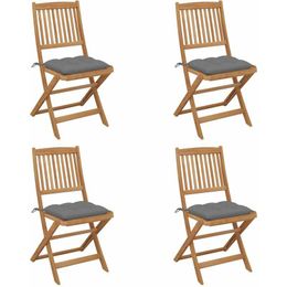 MAISONCHIC - 4er Set Gartenstühle Gartensessel Klappbare Stühle für Garten Terrasse Balkon mit Kissen Massivholz Akazie DE23416