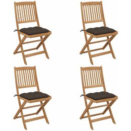 MAISONCHIC - 4er Set Gartenstühle Gartensessel Klappbare Stühle für Garten Terrasse Balkon mit Kissen Massivholz Akazie DE99197