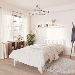 MAISONCHIC Massivholzbett Einzelbett Bett für Schlafzimmer Weiß Kiefer 100x200 cm DE63054