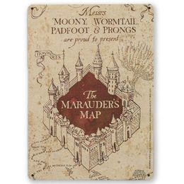 logoshirt Harry Potter Blechschild Marauders Map beige/weinrot, 100 % Weißblech, mit Befestigungslöchern.