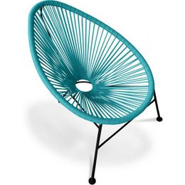 PRIVATEFLOOR Stuhl für den Außenbereich - Gartenstuhl - Acapulco Turquoise - Stahl, Synthetisches Rattan, Metall, Kunststoff - Turquoise
