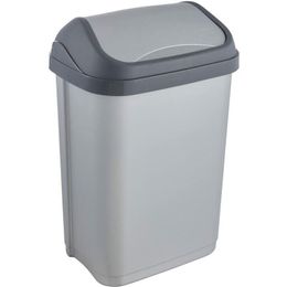 keeeper - Mülldose mit schwingender Deckel, 10 l, Swontje, Silber