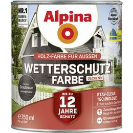 Alpina - Wetterschutzfarbe deckend 0,75 l graubraun Holzschutzfarbe