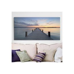 Bilderdepot24 Leinwandbild Strand Natur Modern Ort der Ruhe blau Bild auf Leinwand Groß XXL