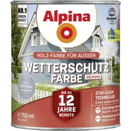 Alpina - Wetterschutzfarbe deckend 0,75 l silbergrau Holzschutzfarbe