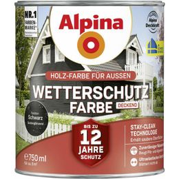 Alpina - Wetterschutzfarbe deckend 0,75 l schwarz Holzschutzfarbe