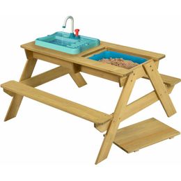 Holz Spieltisch & Matschtisch Murmeltier inkl. Waschbecken und Sandkasten Natur 89x94x51 cm - TP Toys