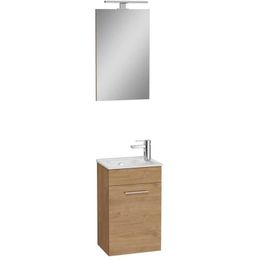 Vitra - Mia 39x61x28 cm Badezimmermöbel mit Spiegel, Waschbecken und LED-Beleuchtung, Eiche (MIASET40D)