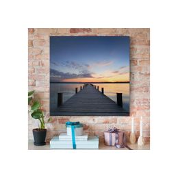 Bilderdepot24 Leinwandbild Strand Natur Modern Ort der Ruhe blau Bild auf Leinwand Groß XXL