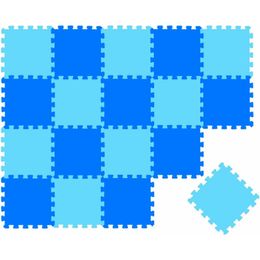LittleTom 18 Teile Baby Kinder Puzzlematte ab Null - 30x30 Puzzle Spielmatte Krabbelmatte - blau