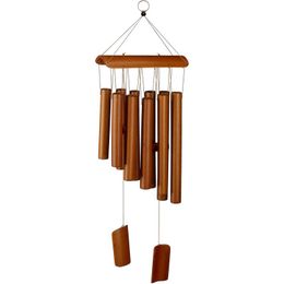 Bambus Windspiel, angenehmer Klang, Balkon & Garten, Klangspiel zum Aufhängen, HxB: 58,5 x 18,5 cm, natur - Relaxdays