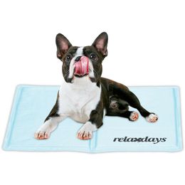 Relaxdays - Kühlmatte Hund, 40 x 50 cm, selbstkühlende Hundematte, Gel, abwischbar, Kühlunterlage für Haustiere, hellblau