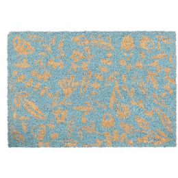 Fußmatte Kokos, Blumen Motiv, 40x60 cm, rutschfester Türvorleger innen & außen, Kokosmatte, Fußabtreter, blau - Relaxdays