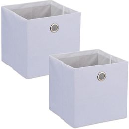 Aufbewahrungsbox, Ordnungsbox aus Stoff, 2er-Set, HxBxT: 30,5 x 30,5 x 30,5 cm, faltbarer Regalkorb, weiß - Relaxdays