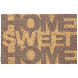 Fußmatte Kokos, Home Sweet Home, Schriftzug, Türvorleger innen & außen, 40 x 60 cm, Türmatte, natur-braun - Relaxdays
