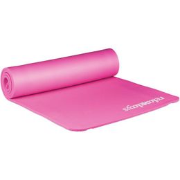 Relaxdays 1 x Yogamatte, 1 cm dick, für Pilates, Fitness, gelenkschonend, mit Tragegurt, Gymnastikmatte 60 x 180 cm, pink