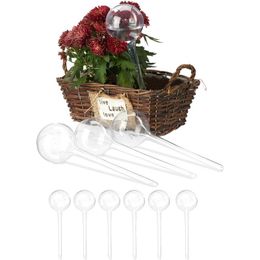 Bewässerungskugeln, 10er Set, HxD: 28x8 cm, Durstkugeln für Blumen & Pflanzen, 250 ml, Kunststoff, transparent - Relaxdays
