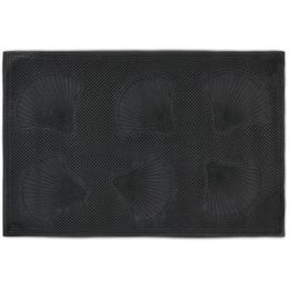 Fußmatte Gummi, 40 x 60 cm, Türmatte Muscheln, rutschfest, wetterfest, mit Noppen, innen & außen, schwarz - Relaxdays