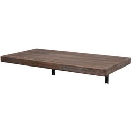 HHG - neuwertig] Wandtisch 418, Wandklapptisch Wandregal Tisch, klappbar Massiv-Holz 100x50cm shabby braun - brown