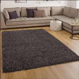 Paco Home - Shaggy Hochflor Langflor Teppich Sky Einfarbig in Anthrazit 40x60 cm