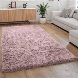 Paco Home - Hochflor Teppich Kuschelig Modern Shaggy Flokati Stil Gemütlich Uni Rosa 60x90 cm