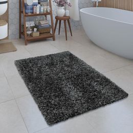 Moderne Badematte Badezimmer Teppich Shaggy Kuschelig Weich Einfarbig Grau 60x100 cm - Paco Home