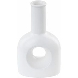 Beliani - Blumenvase Weiß Keramik 22 cm Handgemacht Langer Hals Schmale Öffnung Organische Form Deko Accessoires für Wohnzimmer Schlafzimmer Flur