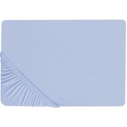 Beliani Spannbettlaken Blau Baumwolle 90 x 200 cm mit Hohem Steg Gummizug Steghöhe 30 cm Modern für Matratze Schlafzimmer Ausstattung Zubehör - Blau