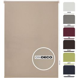 ONDECO - Tageslichtrollo ohne Bohren, Klemmfix Sichtschutzrollo Seitenzugrollo Klemmrollo, lichtdurchlässig und Blickdicht - Sand - 90x210 cm
