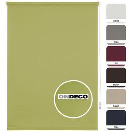 ONDECO - Tageslichtrollo ohne Bohren, Klemmfix Sichtschutzrollo Seitenzugrollo Klemmrollo, lichtdurchlässig und Blickdicht - Grün - 120x160 cm