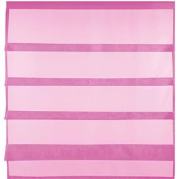 Bestlivings Transparente Bistrogardine Raffoptik mit Stangendurchzug in Voile, schlicht und modern in vielen verschiedenen Farben erhältlich (100 x 110 cm / pink