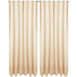 Bestlivings Dekoschal Ellen mit Universalband 2er Pack inkl. Raffhalter & Raffhaken, Größe: 140 x 145cm, Farbe: beige - creme - Beige