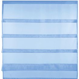 Bestlivings Transparente Bistrogardine Raffoptik mit Stangendurchzug in Voile, schlicht und modern in vielen verschiedenen Farben erhältlich (100 x 110 cm / blau