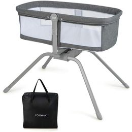 Costway - 2 in 1 Stubenwagen klappbar, Babywiege mit manueller Schaukelfunktion, tragbares Babybett mit Matratze & Tragetasche, Reisebett mit