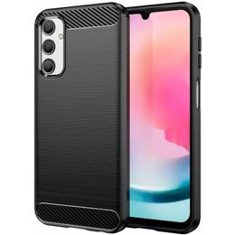 MARKENLOS Carbon Case kompatibel mit Samsung Galaxy A23 5G flexible Silikon Carbon Hülle schwarz - Schwarz