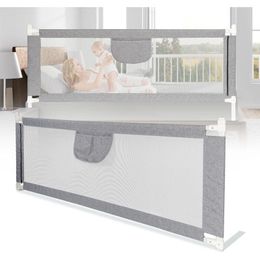 Bettgitter Bettschutzgitter Kinderbettgitter Babybettgitter 150 x 80 cm extra hoch Gitter Kinderbett Fallschutz Bett Darkgray - HENGDA