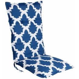Spetebo Universal Hochlehner Auflage - Sylt - Garten Stuhl Polster Sitz Kissen mit blau-weißem Muster