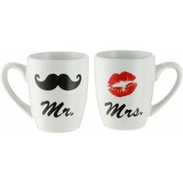 Spetebo Parnter Kaffeebecher Mr. & Mrs. - 2er Set - Porzellan Tassen im Geschenk Set