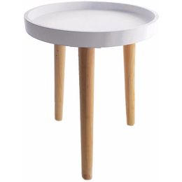 Spetebo - Deko Holz Tisch 36x30 cm - weiß - Kleiner Beistelltisch Couchtisch Sofatisch