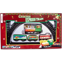 Spetebo Mini Deko Zug 78 cm - 9-teilig - fahrender Weihnachtszug mit Lokomotive, Waggons und Schienen