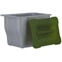 Abfallbehälter für Küche, Abfallsammler, Kitchenbox für Biomüll, Multifunktionsbox, mit Deckel, 5 Liter, grau - Relaxdays