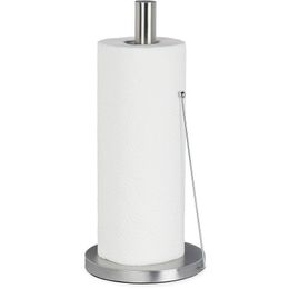 Küchenrollenhalter aus Edelstahl, Design Papierrollenhalter stehend, für die Küche, HxD: 33 x 15 cm, silber - Relaxdays