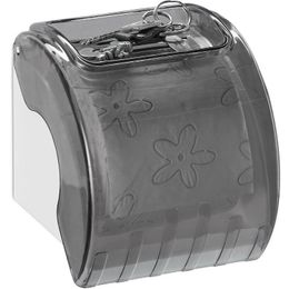 Relaxdays - Toilettenpapierhalter mit Ablage & Abdeckung, Kunststoff Klopapierhalter HxBxT: 15 x 13,5 x 15 cm, grau/weiß