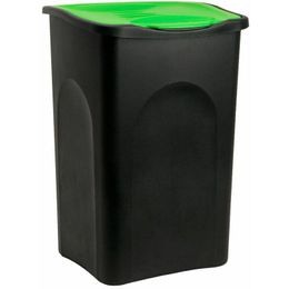 Mülleimer mit Deckel 50L Abfalleimer Geruchsarm Küche Bad Biomüll Gelber Sack Kunststoff Mülltrennung schwarz/grün - Stefanplast